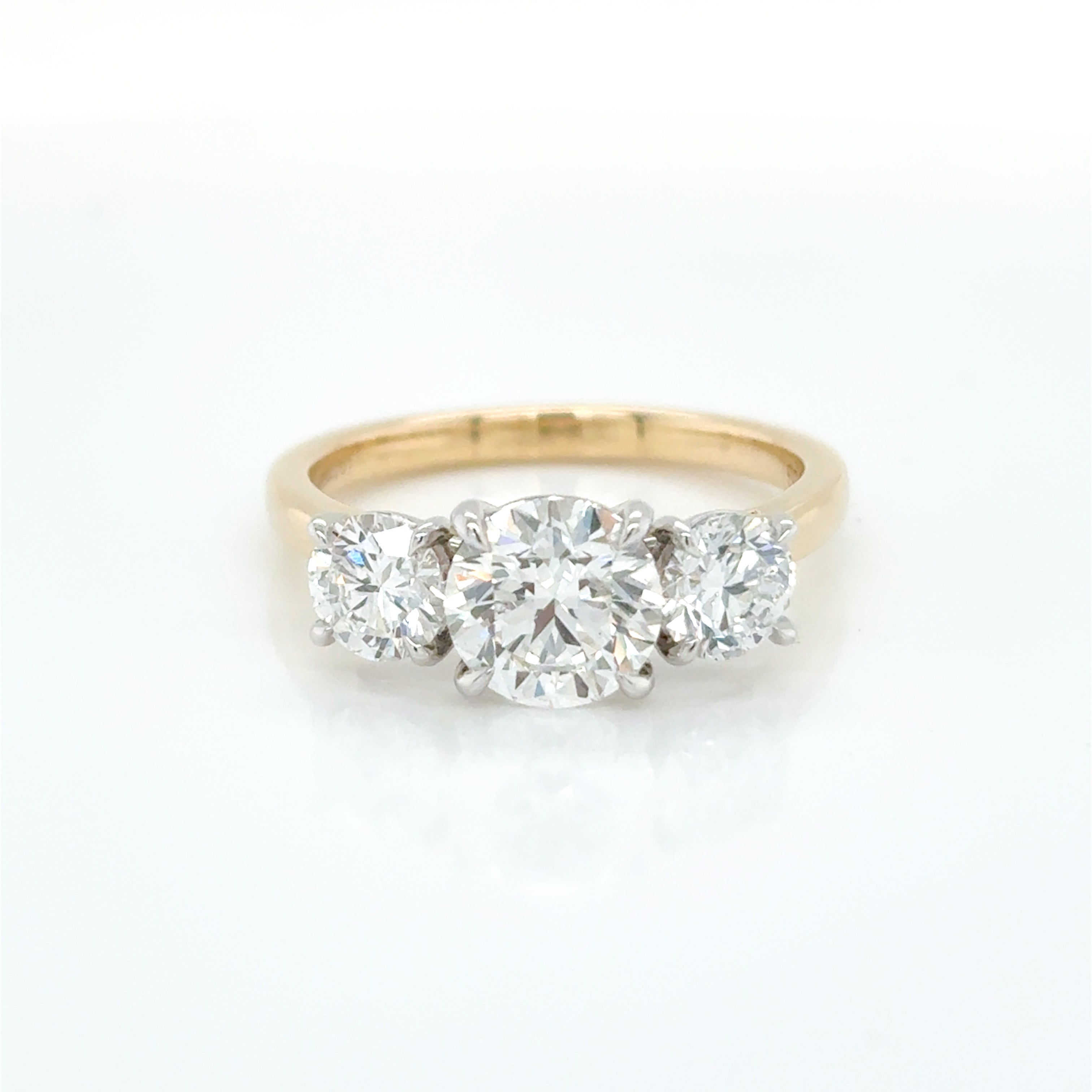 Round Brilliant Cut 2.50ct Lab Diamond Claw Set Trilogy Engagement Rin ...